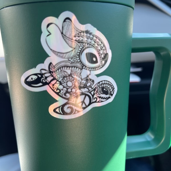 Stitch Riding A Sea Turtle Mandala Holographic Water Resistant ...