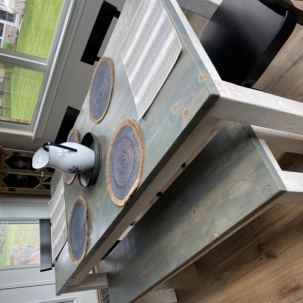 Rustic Farmhouse Dining Table, Trestle Table, Dine Table Set, Farmhouse ...