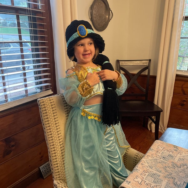 Princess Jasmine Hat, Disney Princess Hat, Halloween Hat, Yarn Wig ...