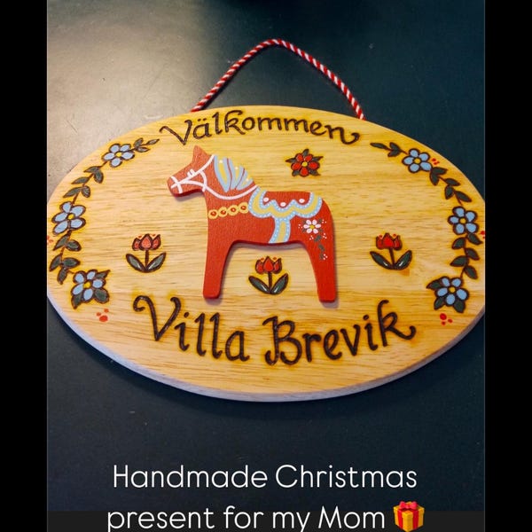 Swedish Welcome Sign, Dala Horse, Swedish Sign, Swedish Gifts, Swedish ...