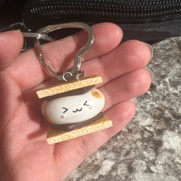 Cute Marshmallow or S'mores Keychain Best Friends Father's Day Fun Gift ...