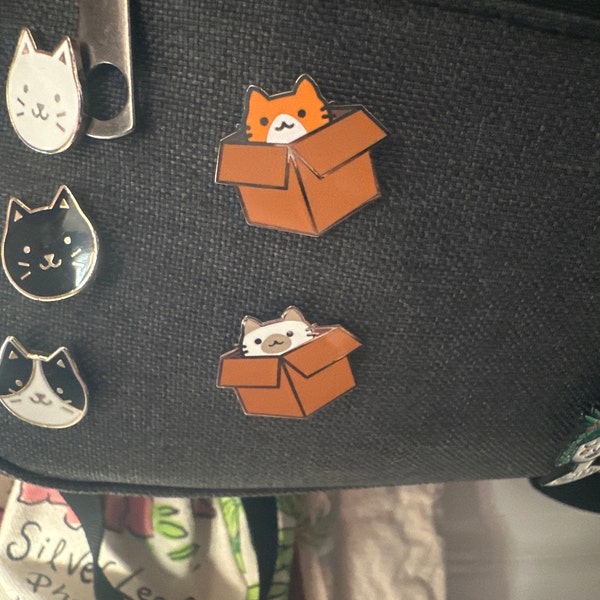 Box Cat - Hard Enamel Pin - Cute Lapel Pin Gift Stocking Stuffer - Etsy