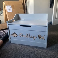 Personalised Toy Box - Soft Grey - Etsy UK