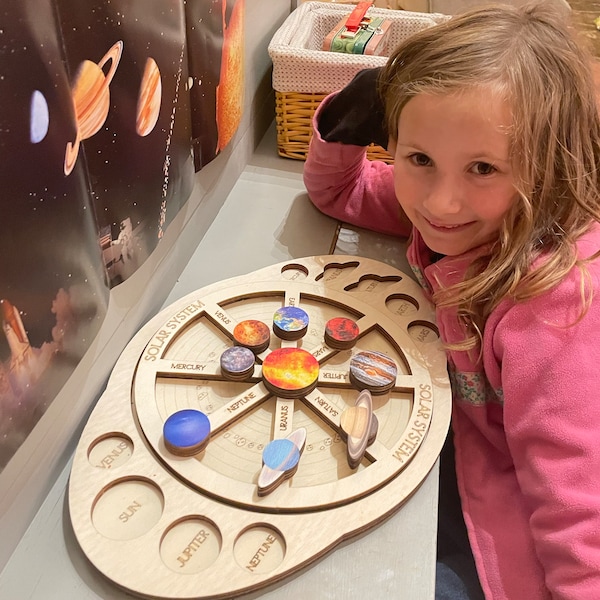 Rotating Solar Board and Solar Puzzle, Wooden Toys to Learn the Solar ...