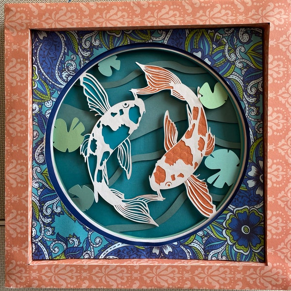 3D Koi Fish Svg - Shadow Box Svg, Fish Svg - Etsy