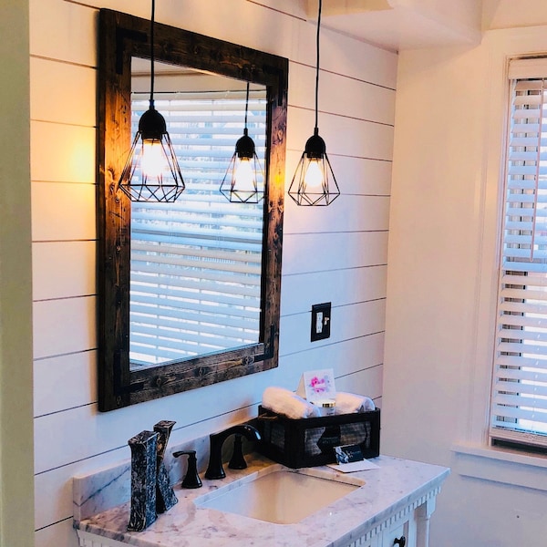 RUSTIC DISTRESSED Mirror, Farmhouse Mirror, Rustic Wood Mirror ...