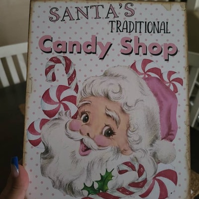 Santa's Candy Shop, Pink Christmas, RETRO Handcrafted Plaque / Sign - Etsy