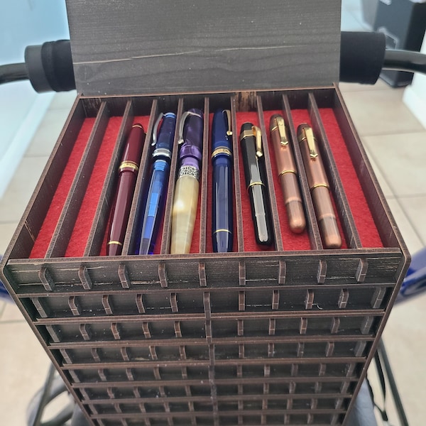 Wooden Fountain Pen Storage Case – Multi-tier Pen Display Box for ...