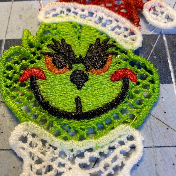 FSL Christmas Grinch Lace Ornament: Machine Embroidery Design (digital ...