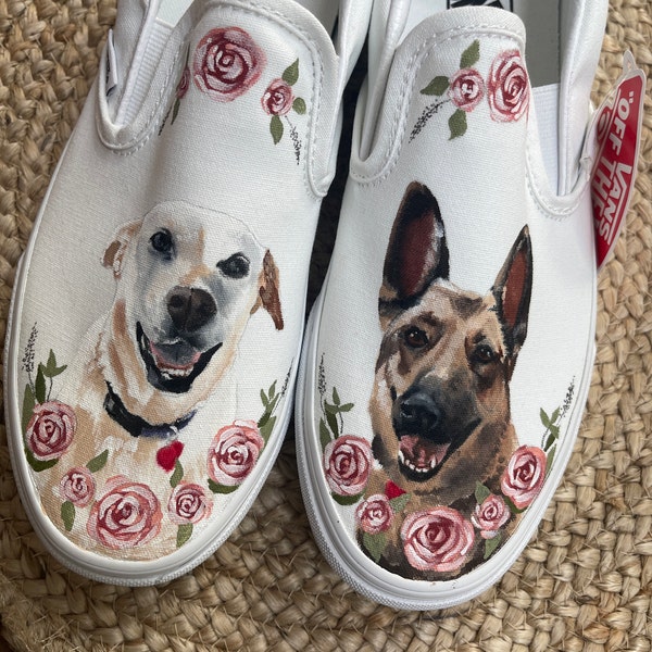 Handpainted Custom Pet Portrait Vans (two Pets) - Etsy