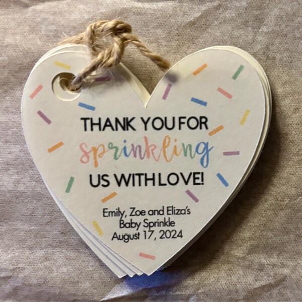 Thank You for Sprinkling Us With Love Tags (2" Wide), Baby Sprinkle ...
