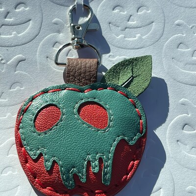 Halloween Bag Charm, Poisoned Apple, Halloween Purse Charm, Leather ...