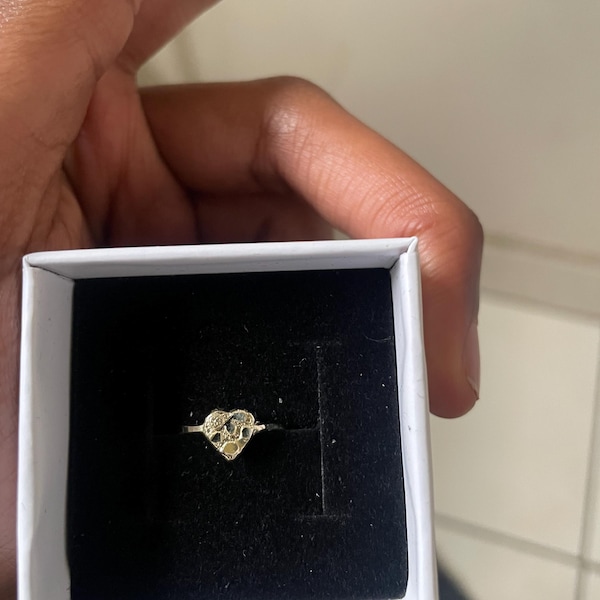 10k Solid Gold Nugget Heart Love Ring for Women/girl - Love Heart Ring ...