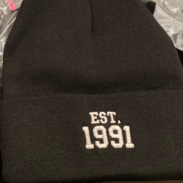 Black Custom Embroidered Cuffed Beanie, Your Own Personalized Hat ...
