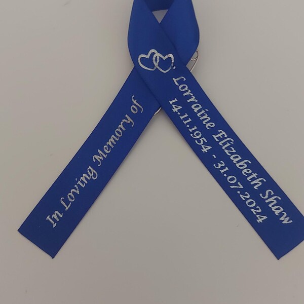 RIP Personalised Funeral Ribbons. Shaped Memorial Ribbons Ribbon With ...