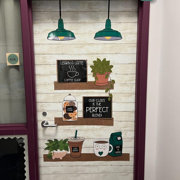 Coffee Shop Bulletin Board and Door Decor Kit, Industrial Farmhouse ...