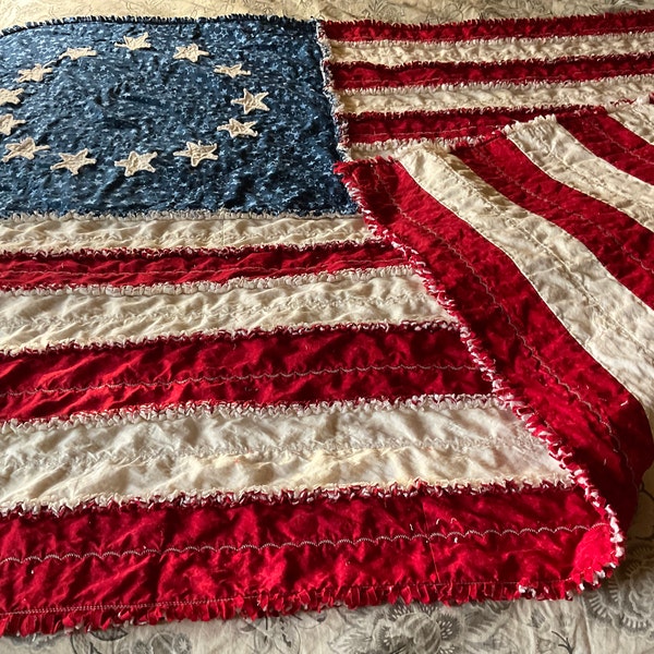 Pattern American Flag Rag Quilt - Etsy