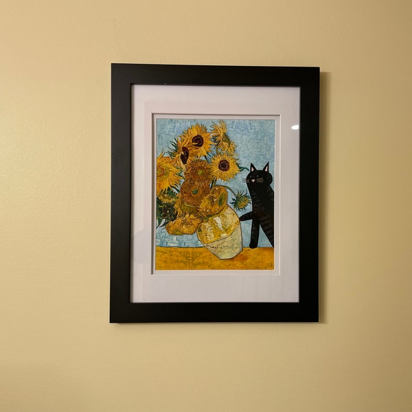 Black Cat Knocking Over Van Gogh’s Sunflowers - Funny Cat Art - Tippy’s ...