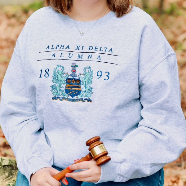 CUSTOMIZABLE Embroidered Sorority Crest Alumni Crewneck and Hoodie ...