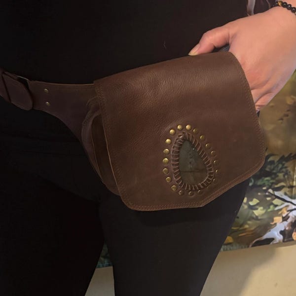 Unisex Large Black Genuine Leather Waist Hip Bum Bag | Travel Holiday ...