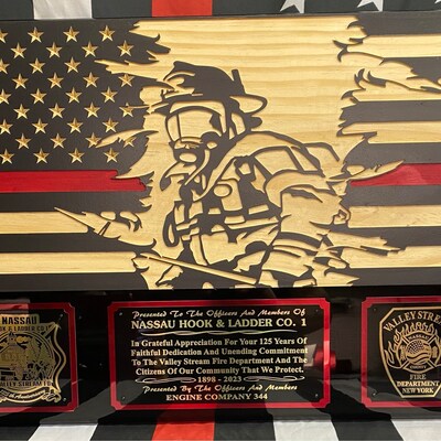 Customizable Firefighter Wood Flag - Etsy