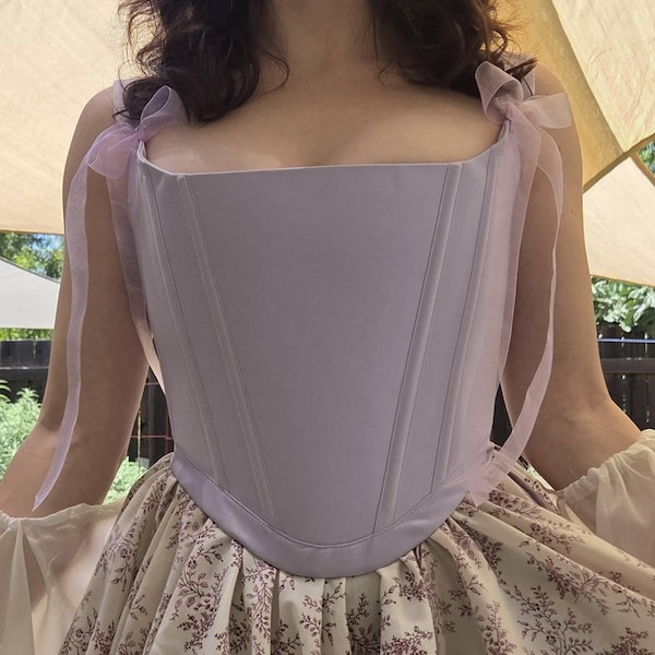 Mate Silk Corset Wedding Dress With Bow Ties, Basque Waist Bridal ...