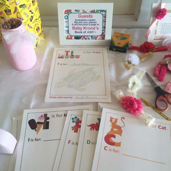 Personalized Printable Baby Shower Abc's Activity Book Illustrated ...