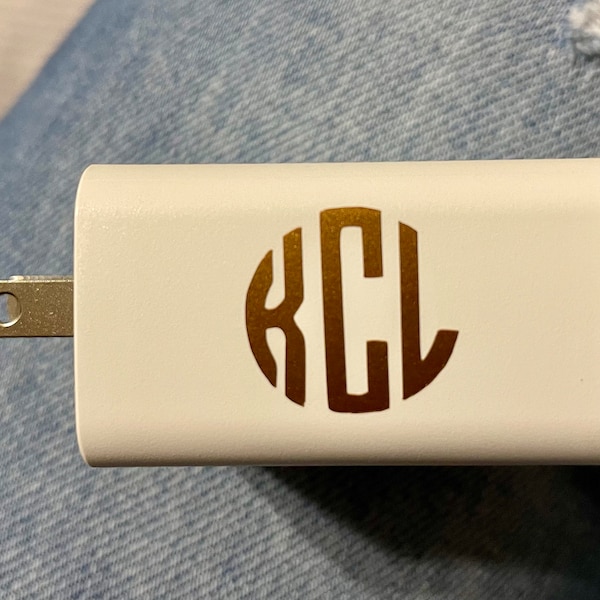 Monogram Phone Charger Label, Monogram Phone Charger Decal, Mini ...