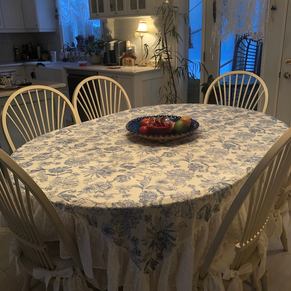 Spring Dining Decor Embroidered Floral Tablecloth Handmade Waterproof ...