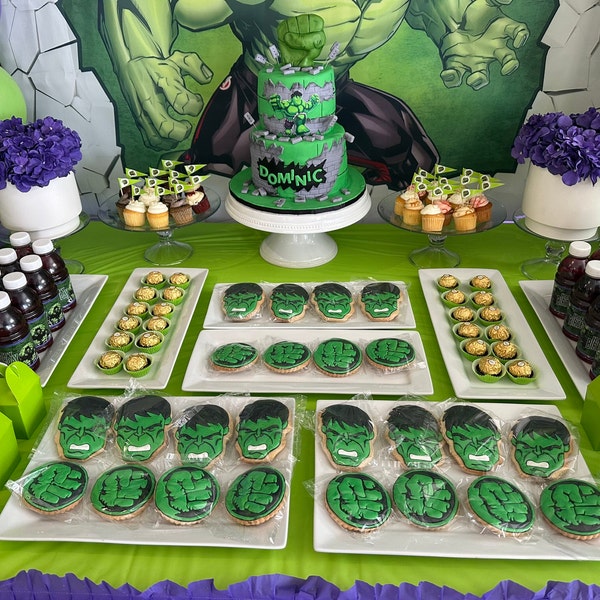 12 Hulk-themed Decorated Sugar Cookies - Unleash the Sweet Fury - Etsy