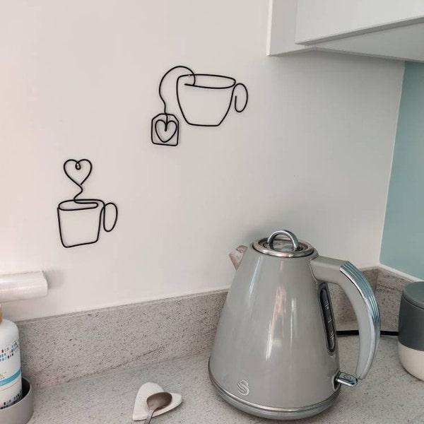 Wire Tea Cup Sign - Love Tea Wall Art - Wall Decor - Kitchen Decor ...