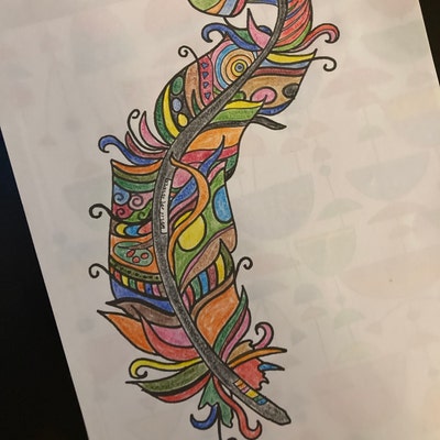 10 Fun and Funky Feather Coloringpages Original Art Coloring Book for ...