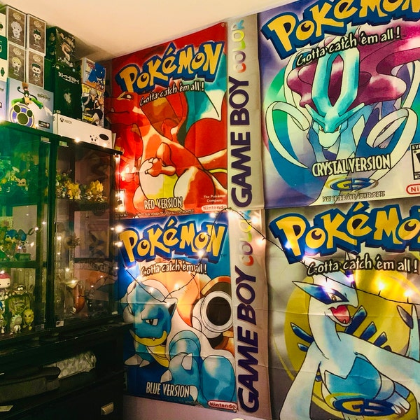 Pokémon Red Version Gameboy Charizard Video Game Cover Art Wall Flag ...