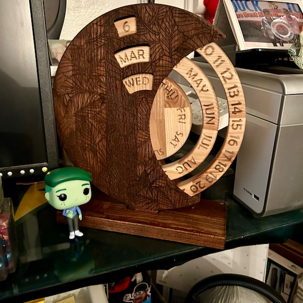 Spinning Standing Calendar, Perpetual Calendar, Wooden Calendar Natural ...
