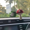 Crochet Frog and Mushroom Ornament, Crochet Frog Car Charm, Crochet ...