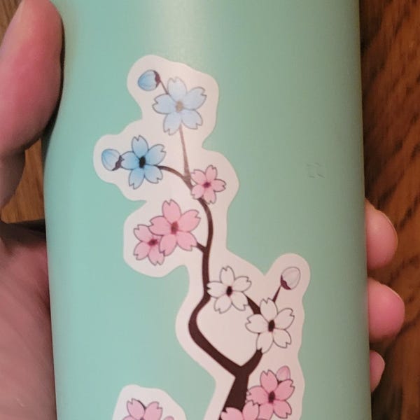 Sakura Asexual Sticker, Waterproof Ace Pride, Ace Sticker, Subtle Pride ...