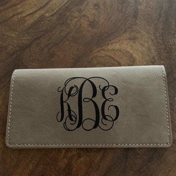 Personalized Faux Leather Checkbook Cover, Check Book Pocket, Engraved ...