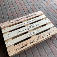 Palettenaufkleber zum Polterabend, Aufkleber für Europalette Herzlich ...