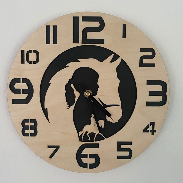 DIGITAL FILE, Laser Cut Horse Pony Wall Clock With Girl SVG File ...