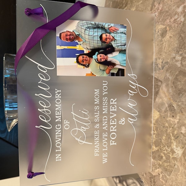 Reserved Acrylic Memorial Sign, Acrylic Memorial Sign, Frosted Acrylic ...