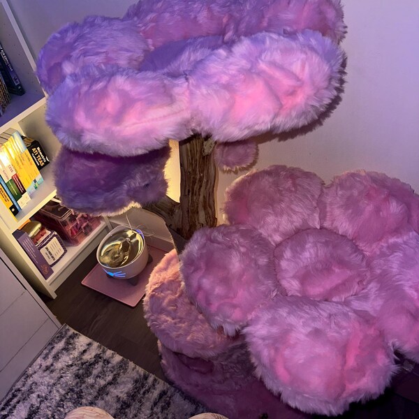 Wood Floral Cat Tree Tower, Wooden Cat Tower, Modern Cat Climbing Tree ...