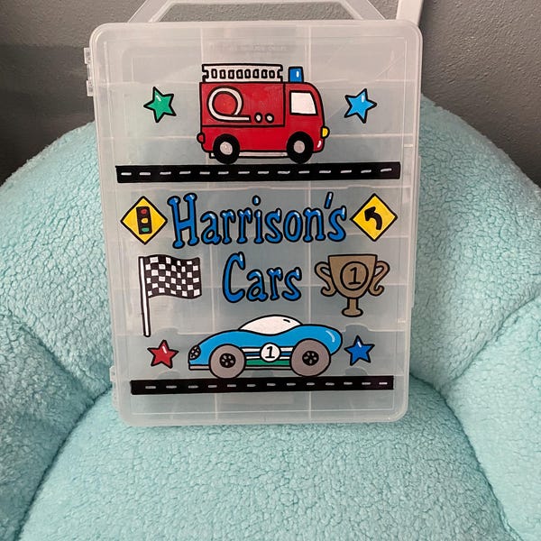 Double Sided Matchbox Car Case, Hand-painted Personalized Toy Car ...