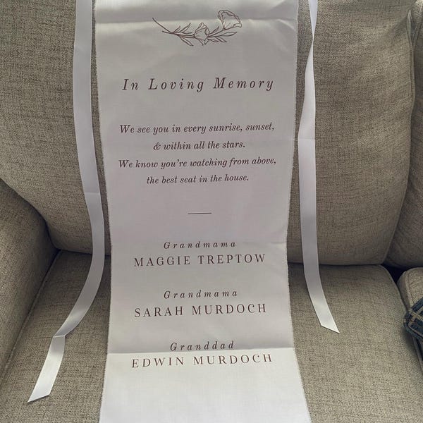 In Loving Memory Wedding Fabric Sign, Memory Chair Sign, Forever in Our ...