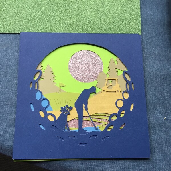 Golf Shadow Box Svg PDF PNG Paper Cutting Instant Download Template Cut ...