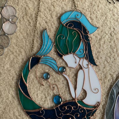 Stingray Stained Glass Suncatcher. Blue Sun Catcher Mini Manta Home ...