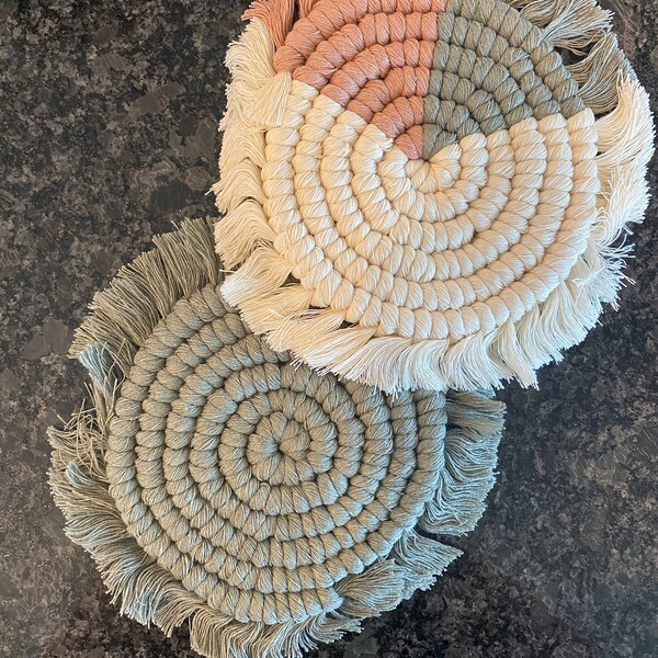 Set of 2 Macrame Coasters - Etsy