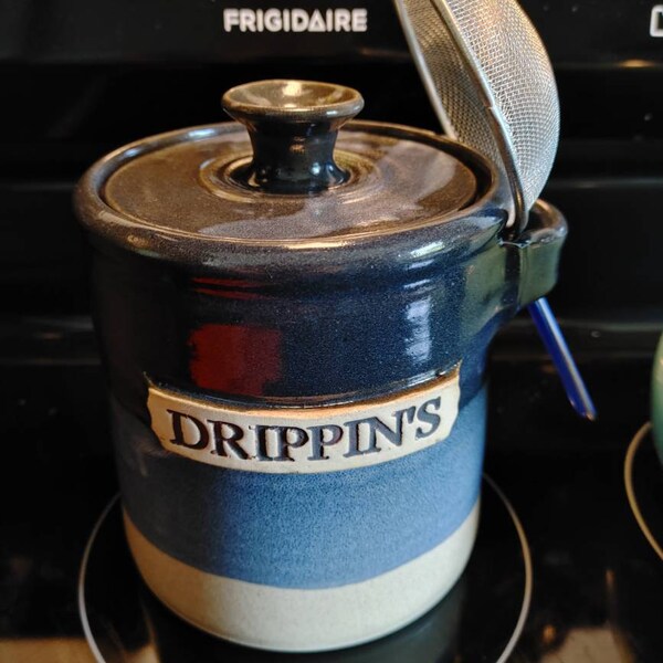 Grease Jar, Drippings Jar, Pottery, Ceramic, Drippings Container ...