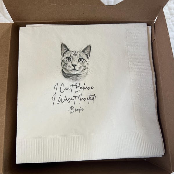 Full Color Personalized Pet Wedding Cocktail napkins Dog Wedding ...