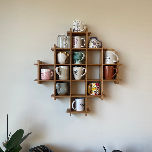 Coffee Mug Shelf~wood Display Shelf~wooden Cubby~coffee Cup Storage ...