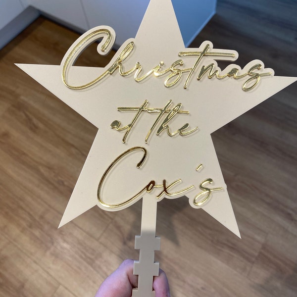 Handmade Luxury Acrylic Christmas Tree Topper. Personalised Christmas ...